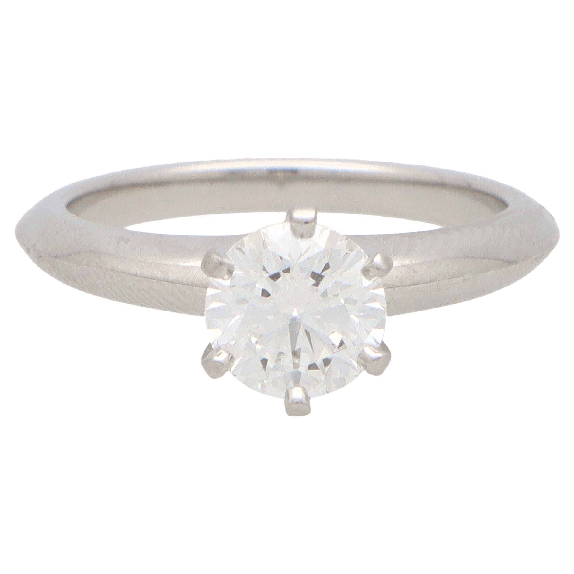 Tiffany and Co., Diamond Solitaire Ring For Sale at 1stDibs