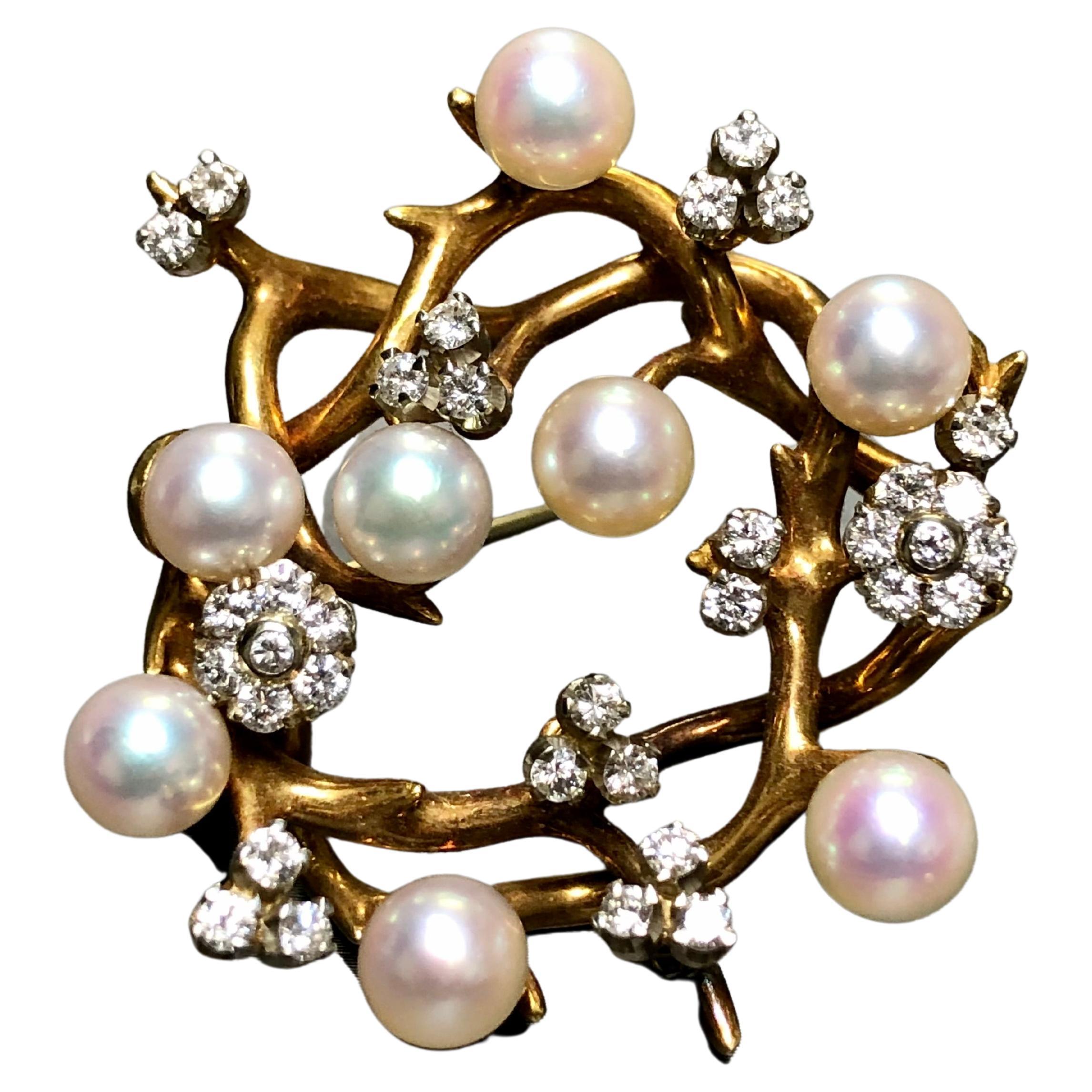 Tiffany and Co. Art Deco Branch Diamond Palladium Pin Brooch at 1stDibs