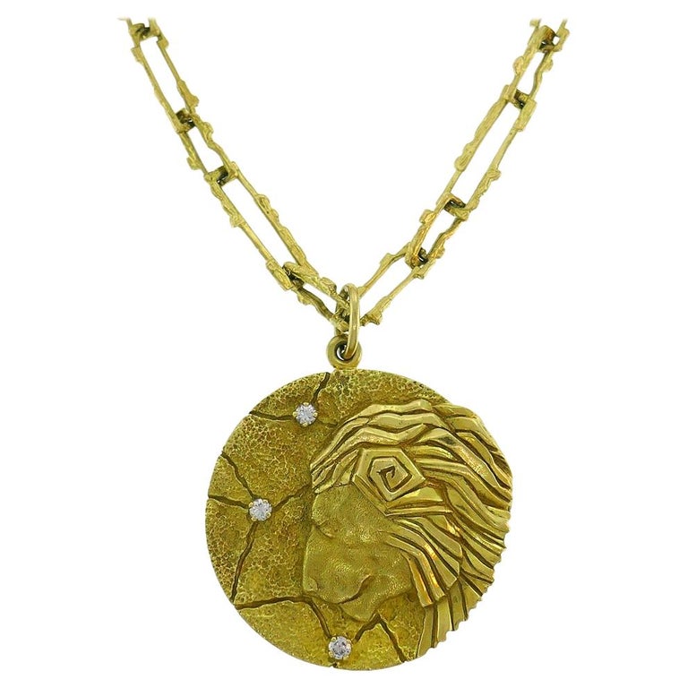 Vintage Tiffany and Co. 18k Gold Leo Pendant Necklace Zodiac For Sale ...