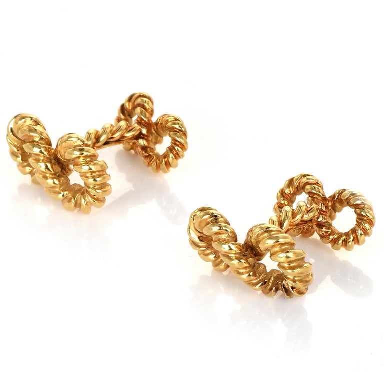 Vintage Tiffany and Co 18K Yellow Gold Infinity Rope Know Mens ...