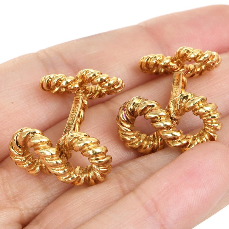 Vintage Tiffany and Co 18K Yellow Gold Infinity Rope Know Mens ...
