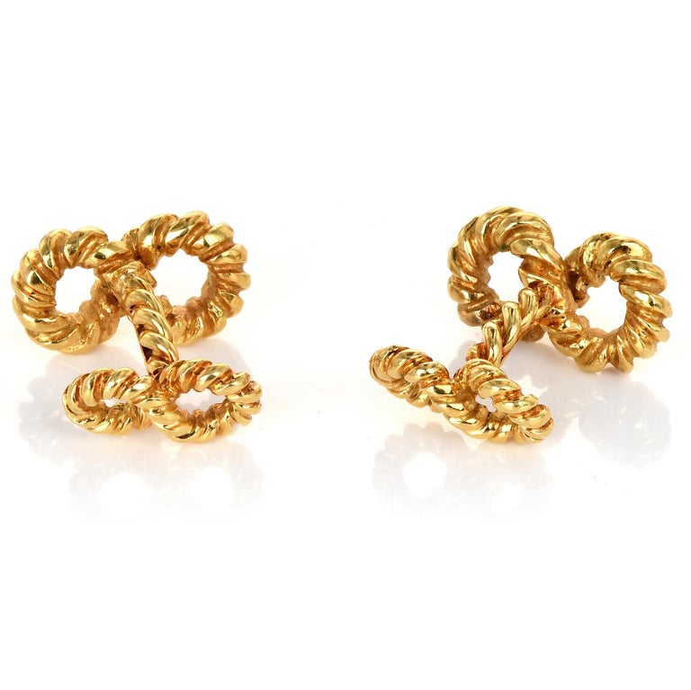 Vintage Tiffany and Co 18K Yellow Gold Infinity Rope Know Mens ...