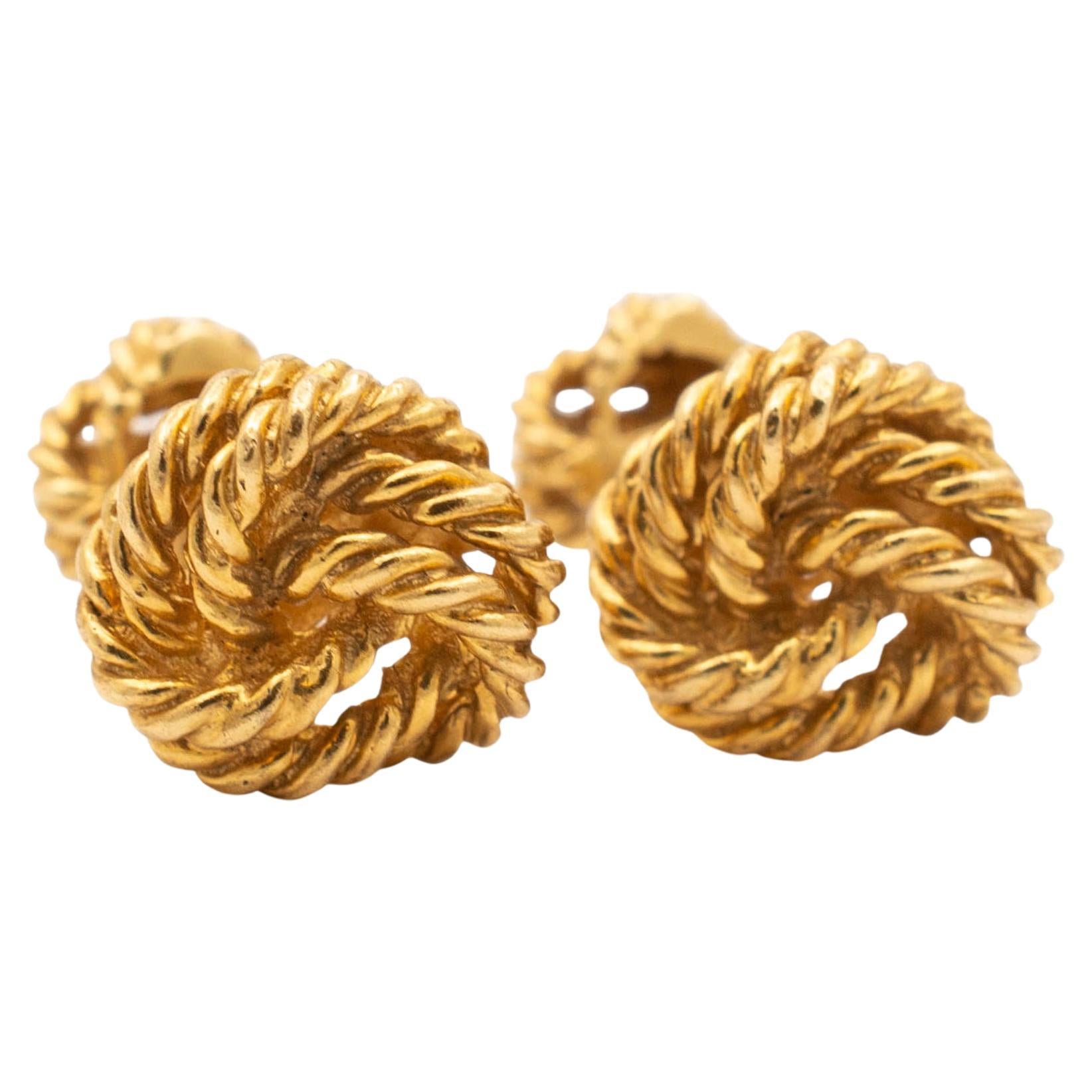 Vintage Tiffany and Co. 18K Yellow Gold Knot Cufflinks For Sale at 1stDibs