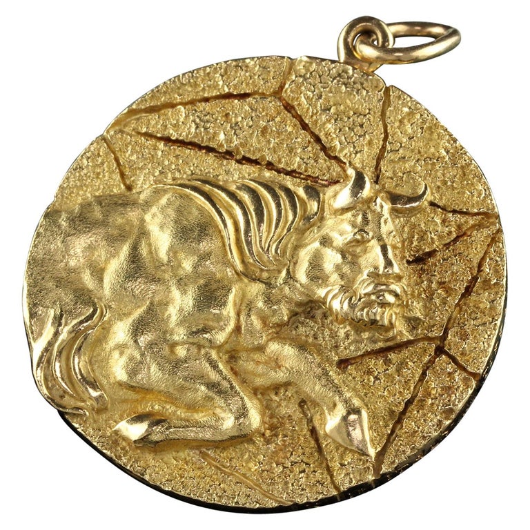 Vintage Tiffany and Co. 18k Yellow Gold Taurus Zodiac Pendant at 1stDibs