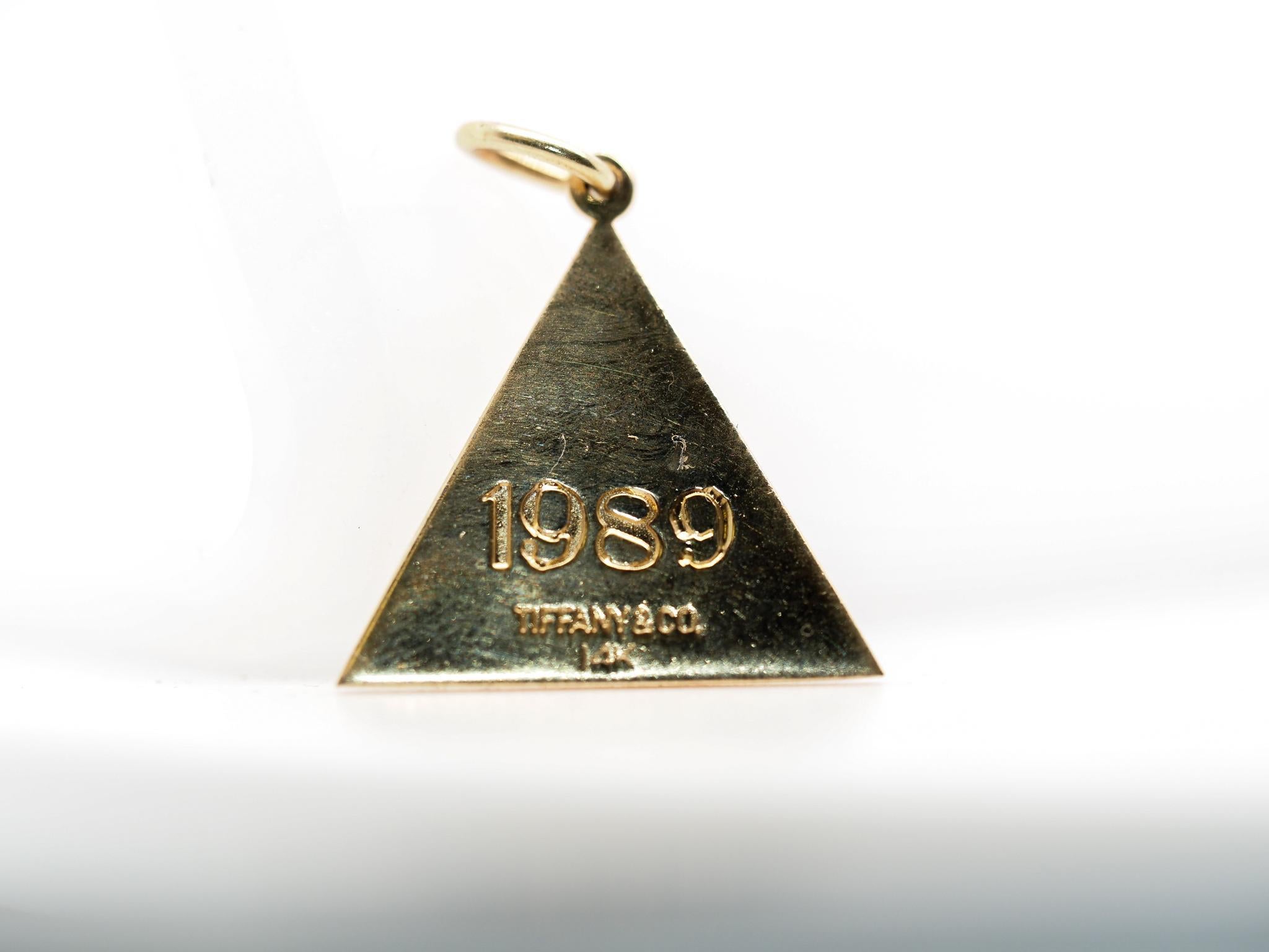 Vintage Tiffany and Co “1989” Triangle Shape Pendant For Sale at 1stDibs
