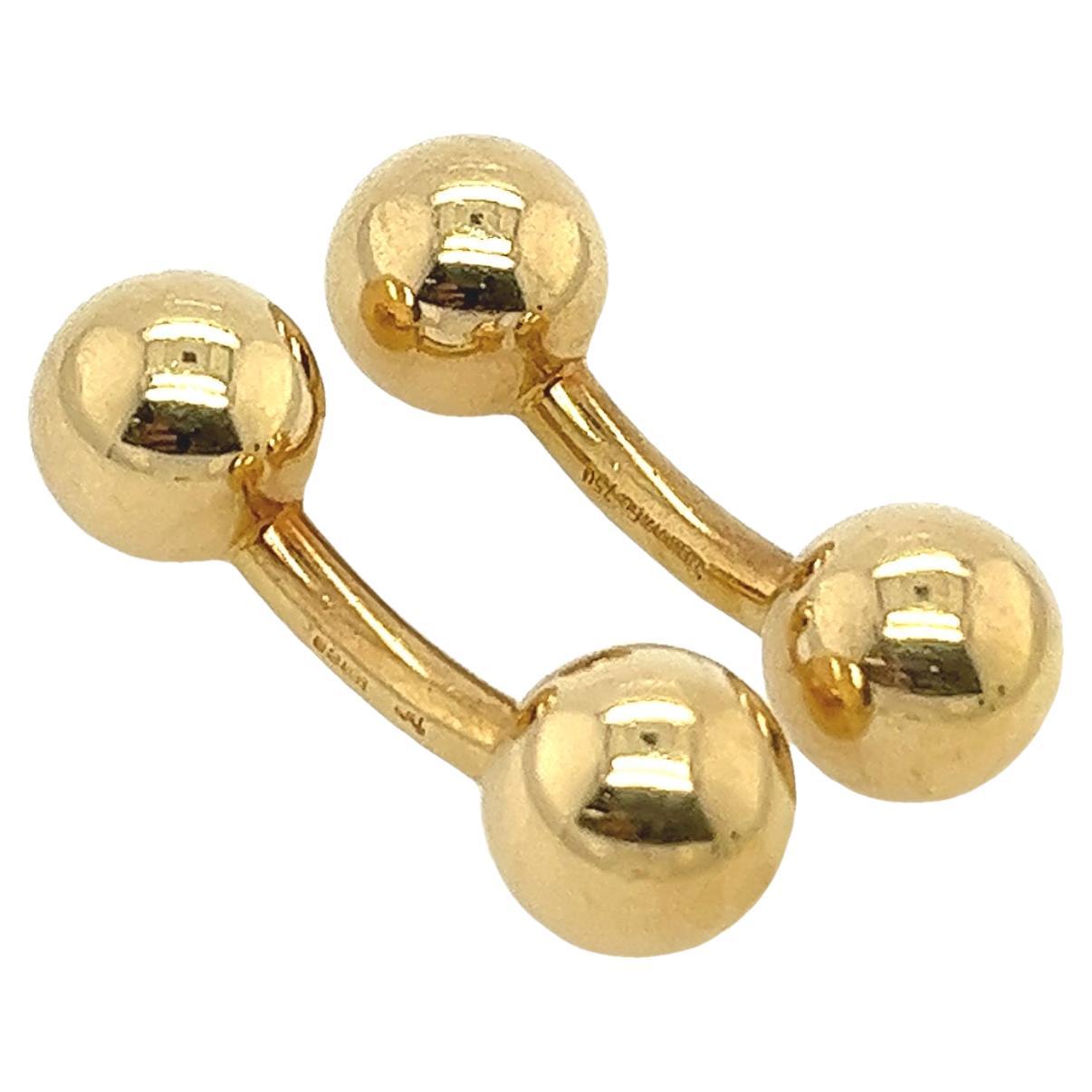 Vintage Tiffany and Co Ball and Bar Cufflinks Set In 18ct Yellow Gold ...