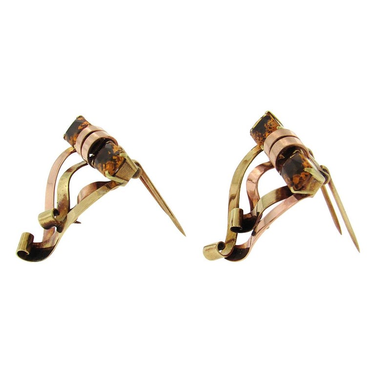 Vintage Tiffany and Co. Citrine Dress Clips For Sale at 1stDibs