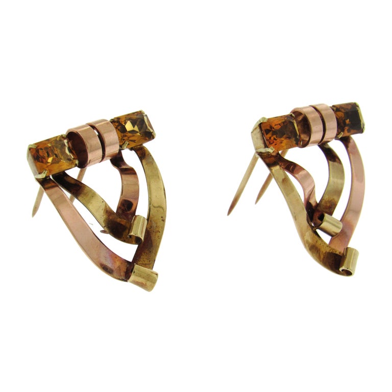 Vintage Tiffany and Co. Citrine Dress Clips For Sale at 1stDibs