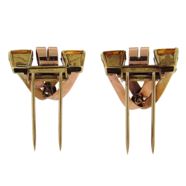 Vintage Tiffany and Co. Citrine Dress Clips For Sale at 1stDibs