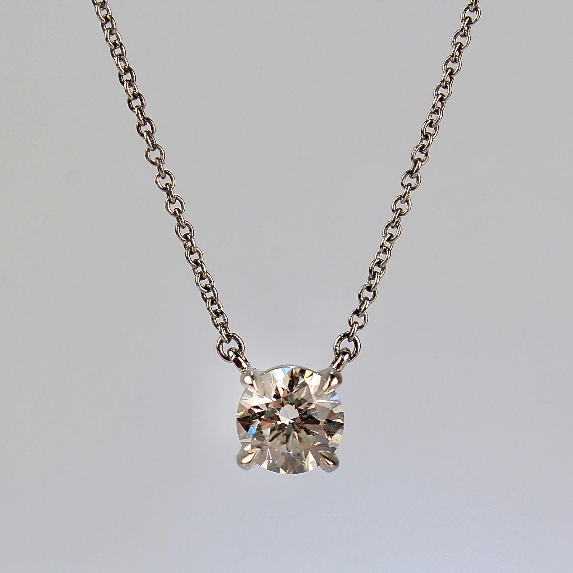 Vintage Tiffany and Co. Diamond and Platinum Solitaire Pendant Necklace For Sale at 1stDibs ...