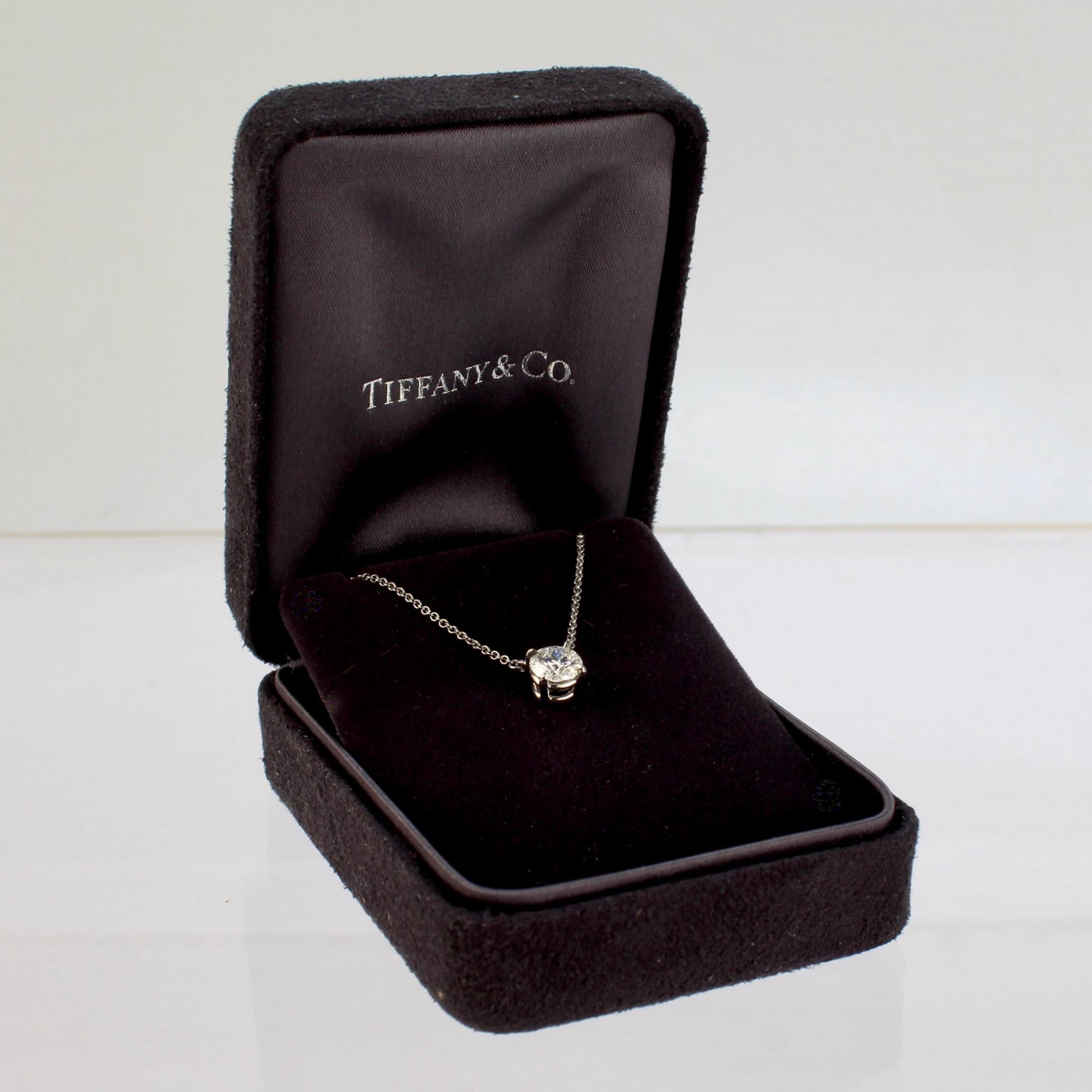 Vintage Tiffany and Co. Diamond and Platinum Solitaire Pendant Necklace For Sale at 1stDibs ...