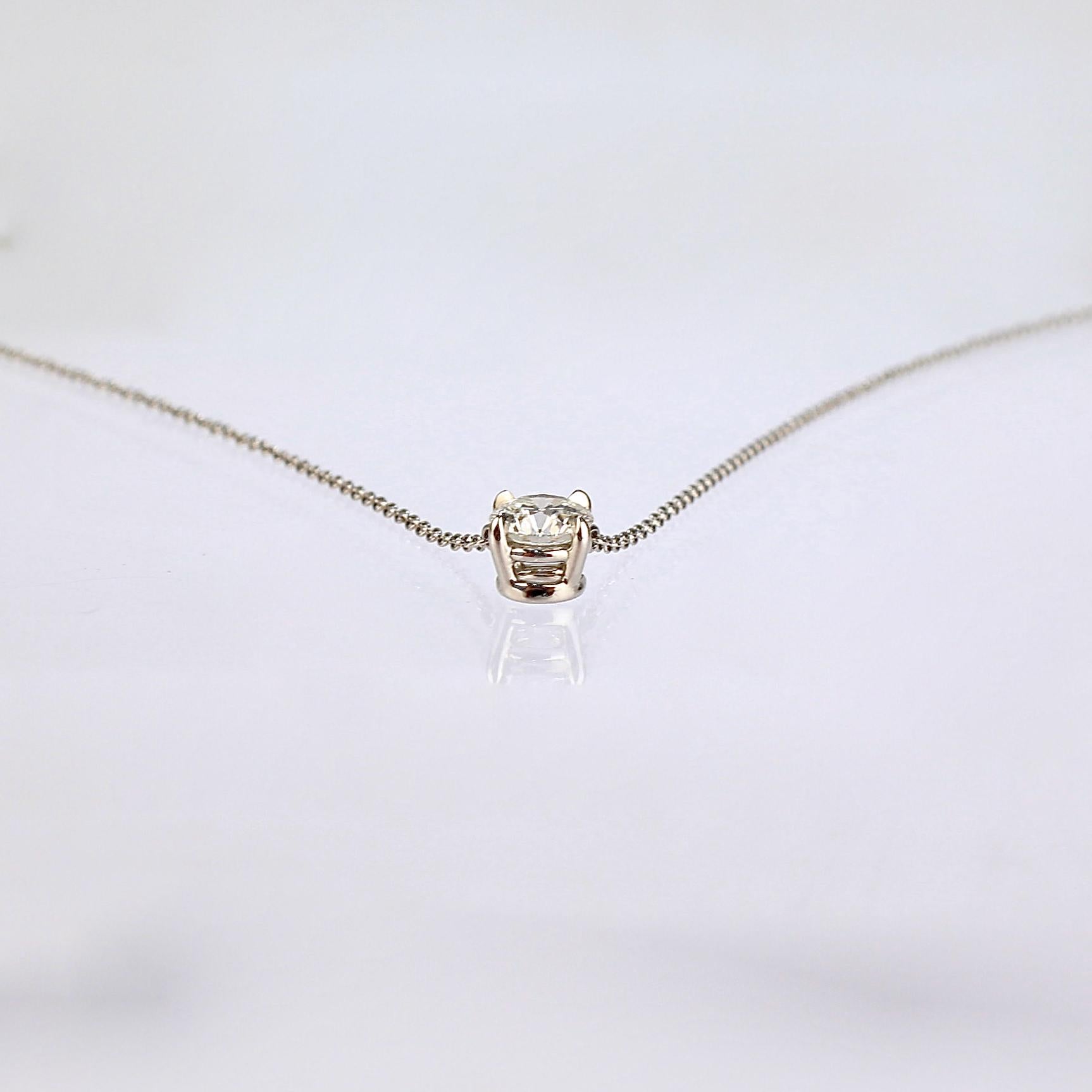 Vintage Tiffany and Co. Diamond and Platinum Solitaire Pendant Necklace For Sale at 1stDibs ...