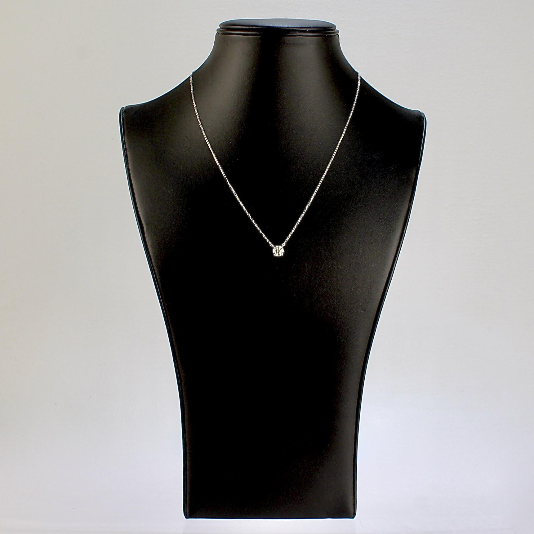 Vintage Tiffany and Co. Diamond and Platinum Solitaire Pendant Necklace For Sale at 1stDibs ...