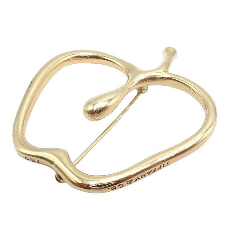 Vintage Tiffany and Co Elsa Peretti Large Apple Yellow Gold Pin Brooch ...