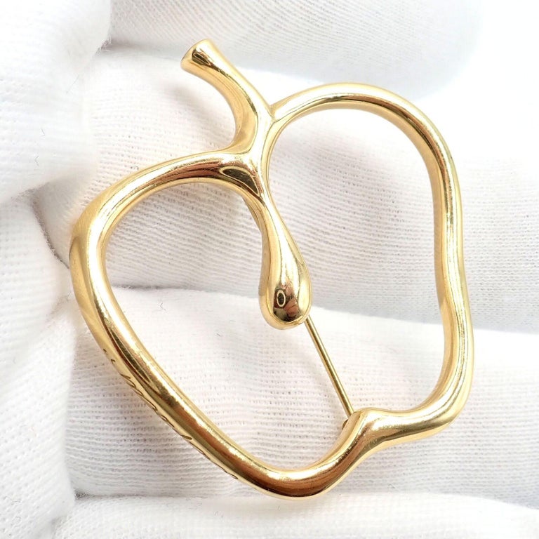 Vintage Tiffany and Co Elsa Peretti Large Apple Yellow Gold Pin Brooch ...