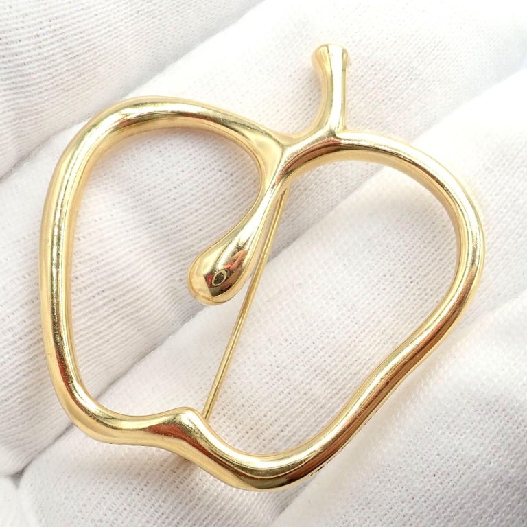 Vintage Tiffany and Co Elsa Peretti Large Apple Yellow Gold Pin Brooch ...
