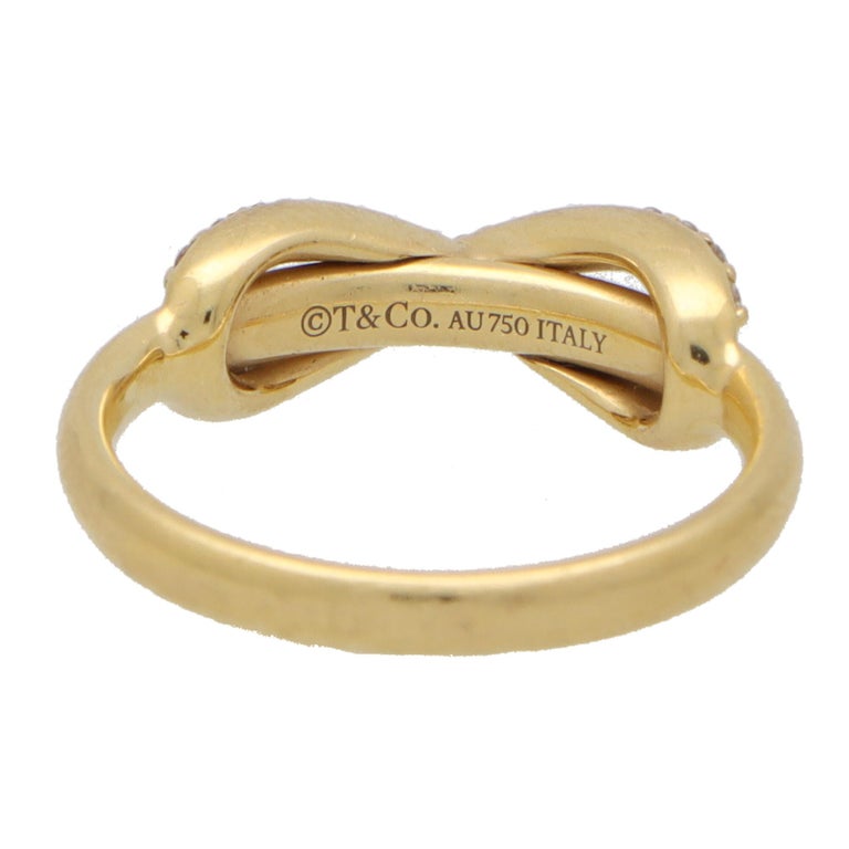 Vintage Tiffany and Co. Infinity Diamond Ring Set in 18k Yellow Gold ...