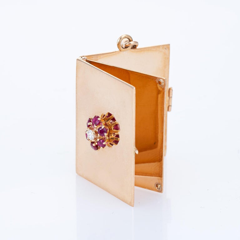 Vintage Tiffany and Co Locket 14k Gold 4 Pages Diamond Ruby Pendant ...