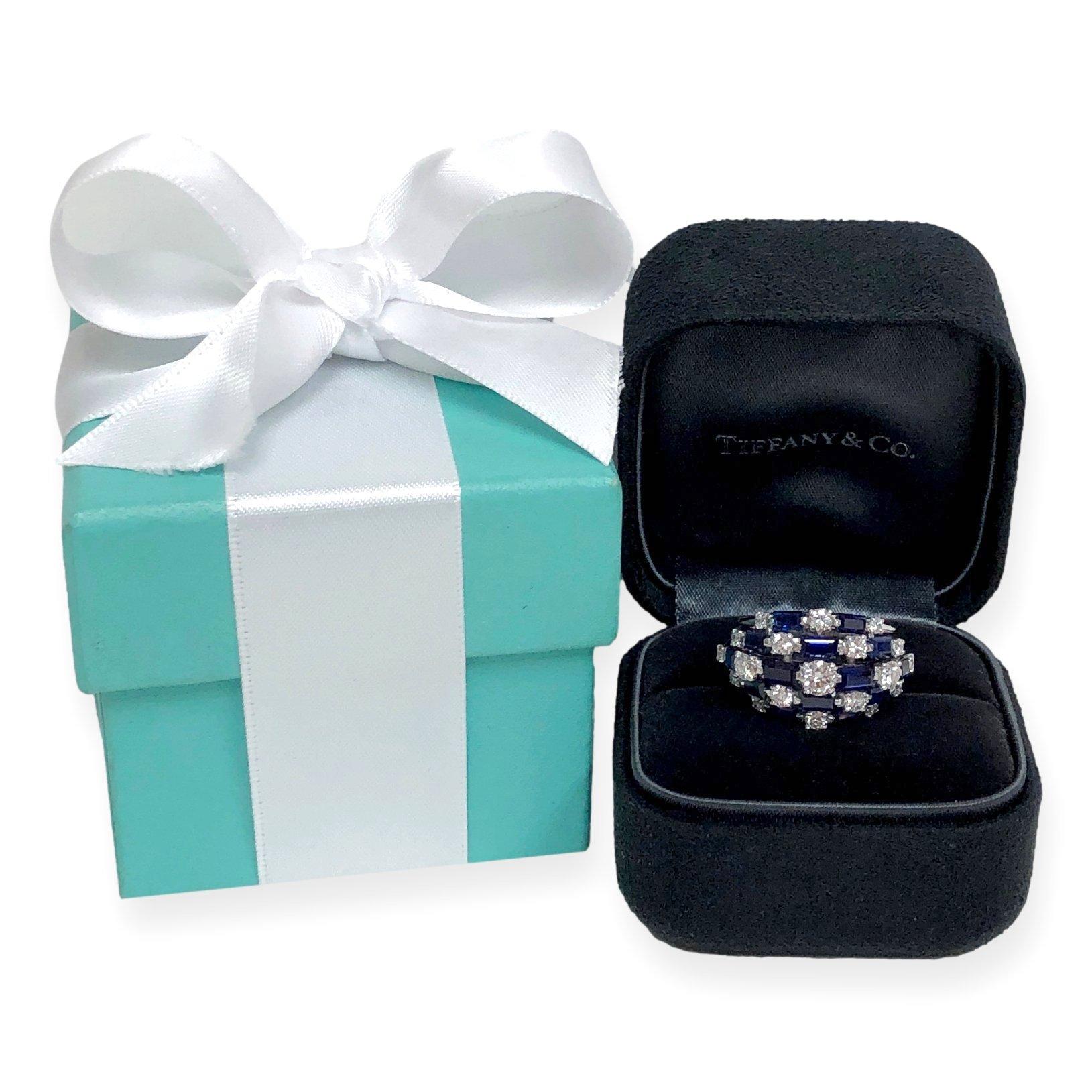 Vintage Tiffany and Co. Platinum Sapphire and Diamond Dome Cocktail ...