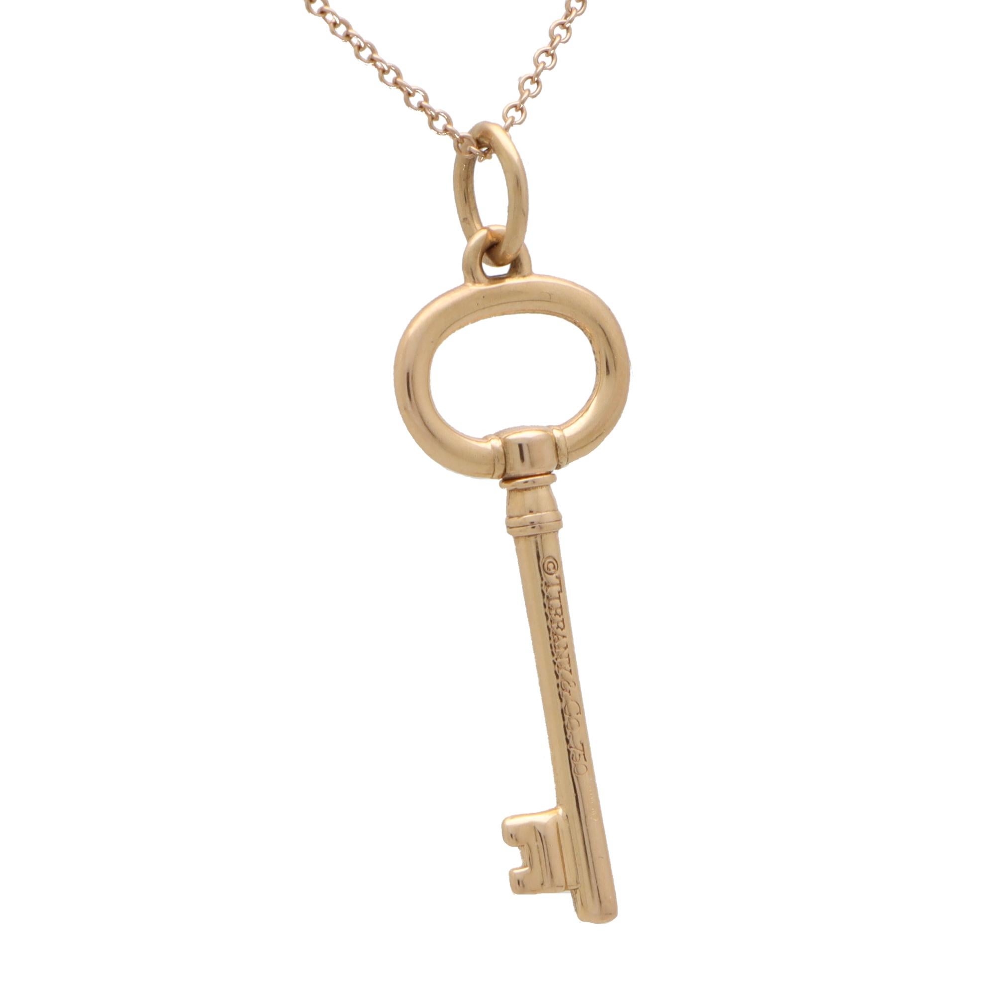 Vintage Tiffany and Co. Rose Gold Key Pendant Charm in 18k Rose Gold at ...