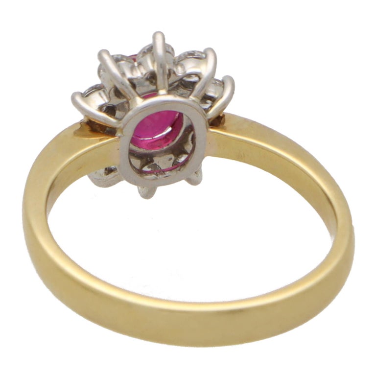 Vintage Tiffany and Co. Ruby and Diamond Cluster Ring Set in Gold and ...
