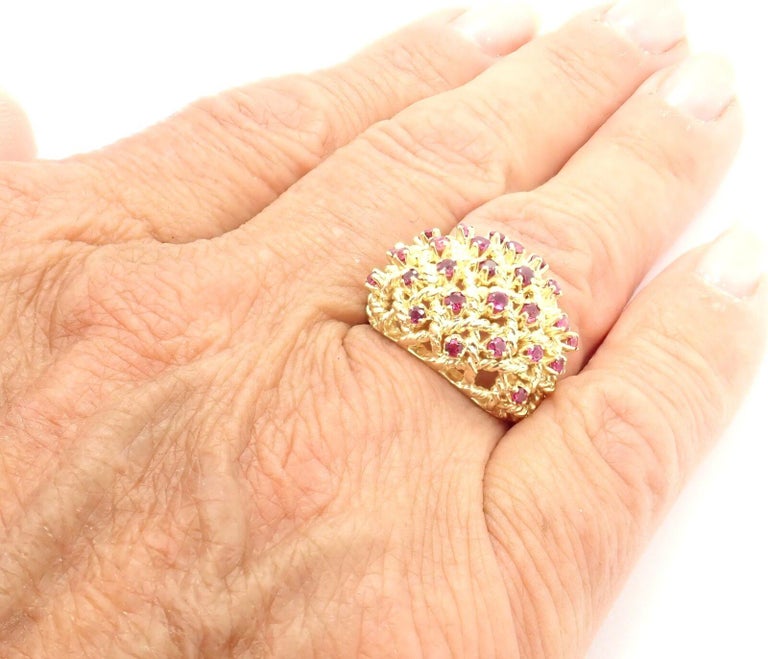 Vintage Tiffany and Co. Ruby Cocktail Yellow Gold Dome Ring at 1stDibs