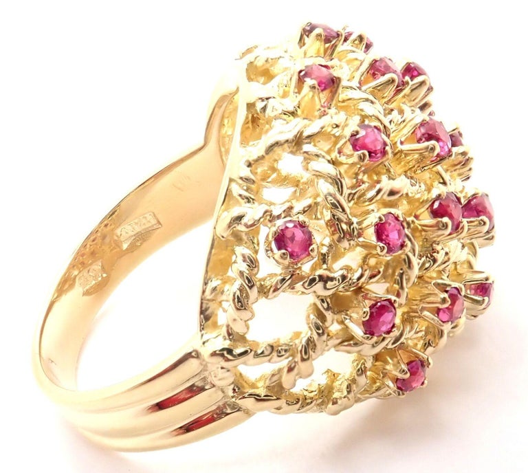 Vintage Tiffany and Co. Ruby Cocktail Yellow Gold Dome Ring at 1stDibs