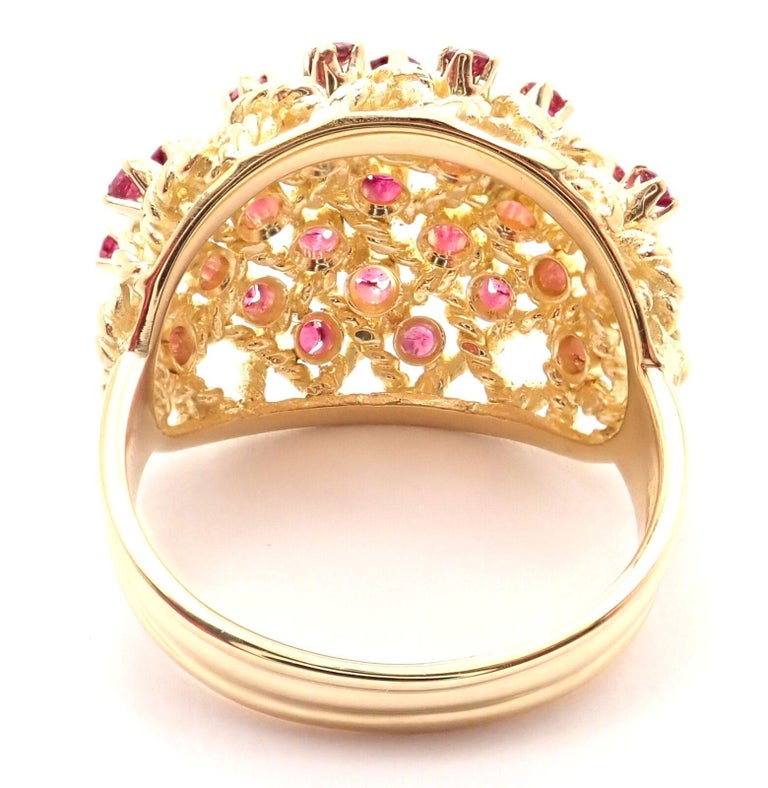 Vintage Tiffany and Co. Ruby Cocktail Yellow Gold Dome Ring at 1stDibs