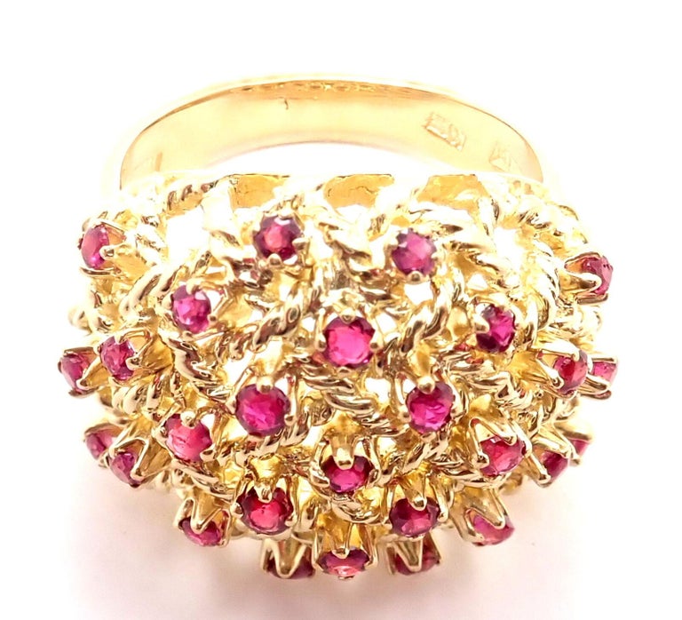Vintage Tiffany and Co. Ruby Cocktail Yellow Gold Dome Ring at 1stDibs