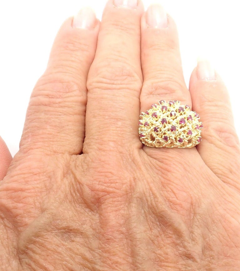 Vintage Tiffany and Co. Ruby Cocktail Yellow Gold Dome Ring at 1stDibs