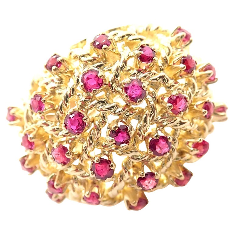 Vintage Tiffany and Co. Ruby Cocktail Yellow Gold Dome Ring at 1stDibs