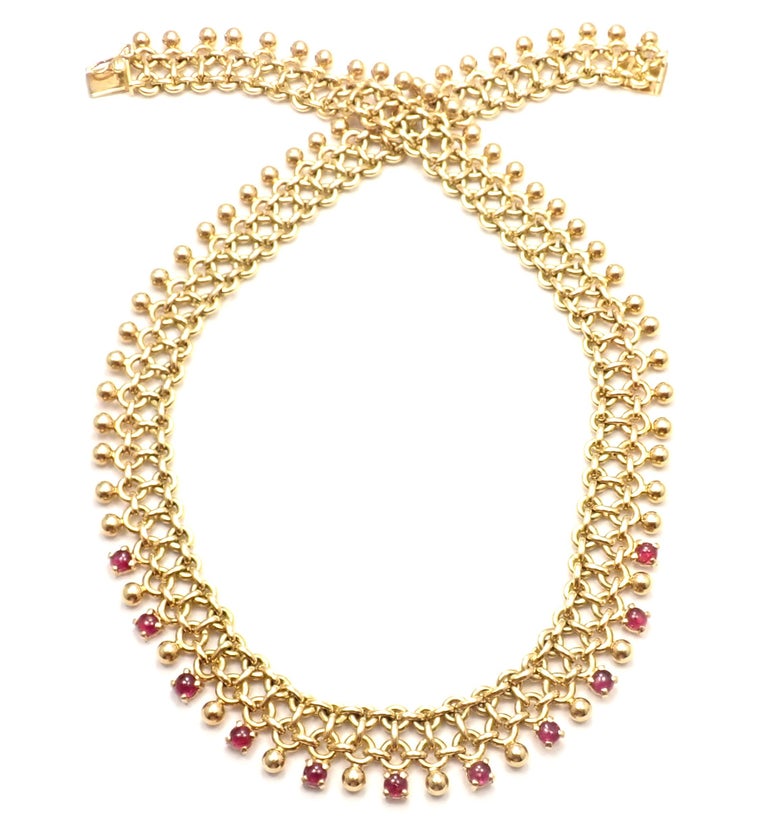 Vintage Tiffany and Co. Ruby Collar Yellow Gold Necklace For Sale at ...