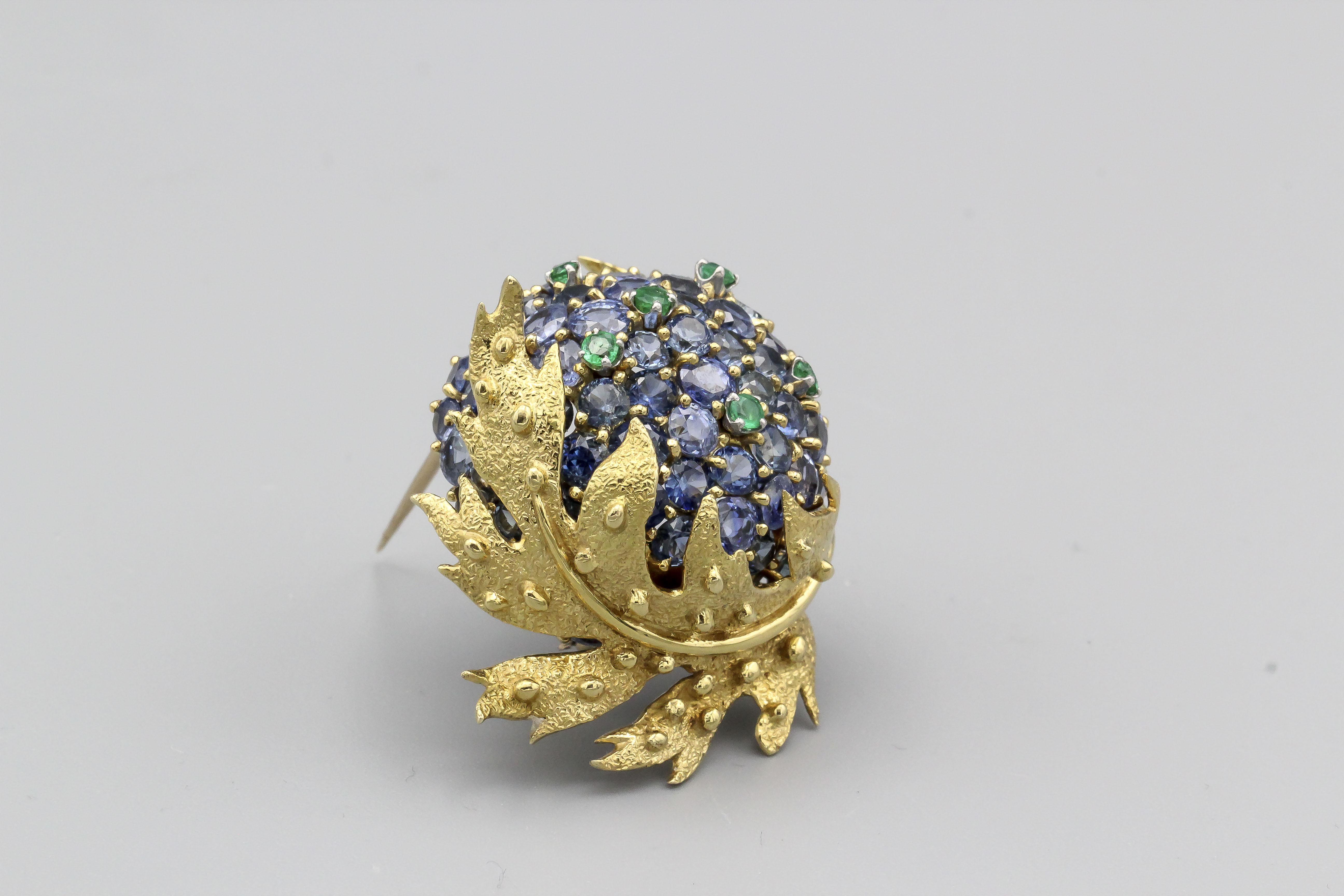 Vintage Tiffany and Co. Schlumberger Sapphire Emerald 18k Gold Chestnut ...