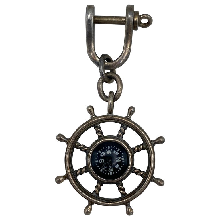 Vintage Tiffany and Co. Sterling Silver and Enamel Compass Key Chain at ...