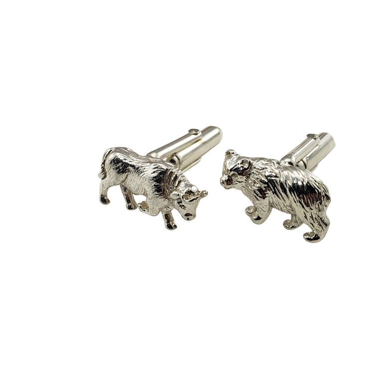 Vintage Tiffany and Co Sterling Silver Bear and Bull Cufflinks at 1stDibs