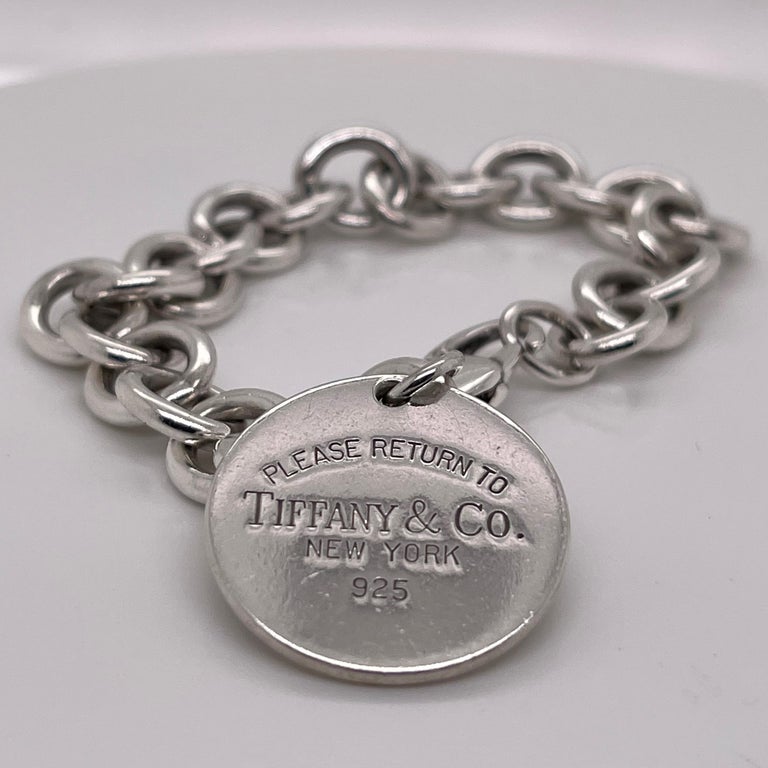 Vintage Tiffany and Co. Sterling Silver Dog Chain Link Bracelet with ...