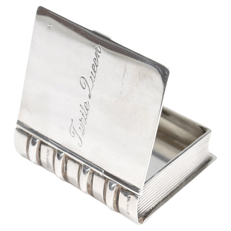 Vintage Tiffany and Co. Sterling Silver Figural Book Form Pill Box For ...