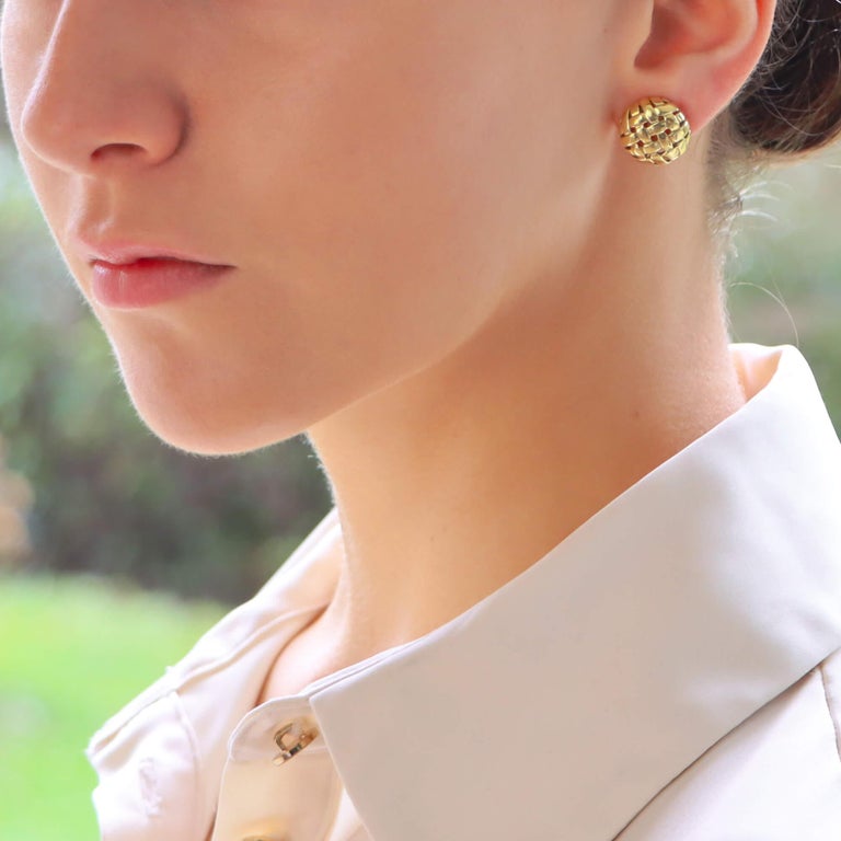 Vintage Tiffany and Co Weaved Basket Earrings in 18k Yellow Gold For ...