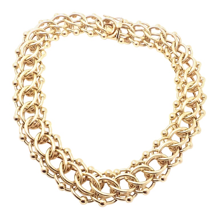 Vintage Tiffany and Co. Wide Link Yellow Gold Chain Necklace at 1stDibs