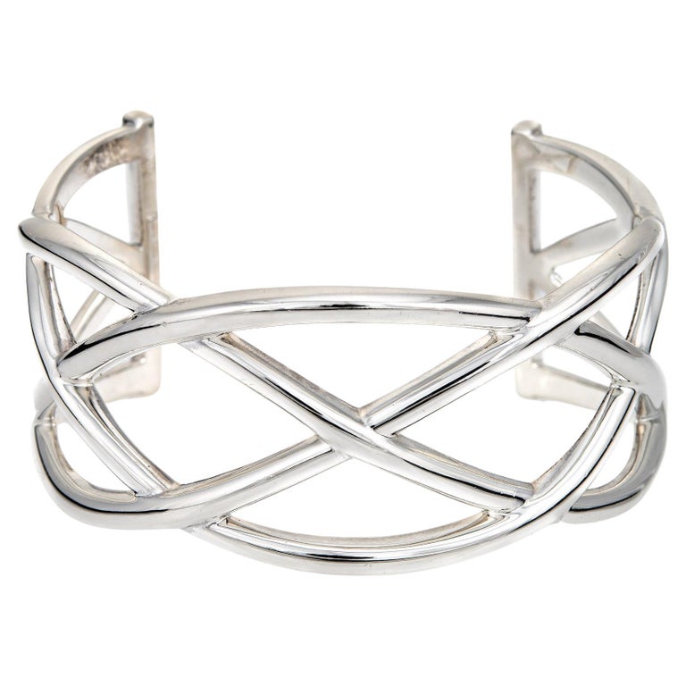 Vintage Tiffany and Co Woven Knot Cuff Bracelet Wide Sterling Silver ...