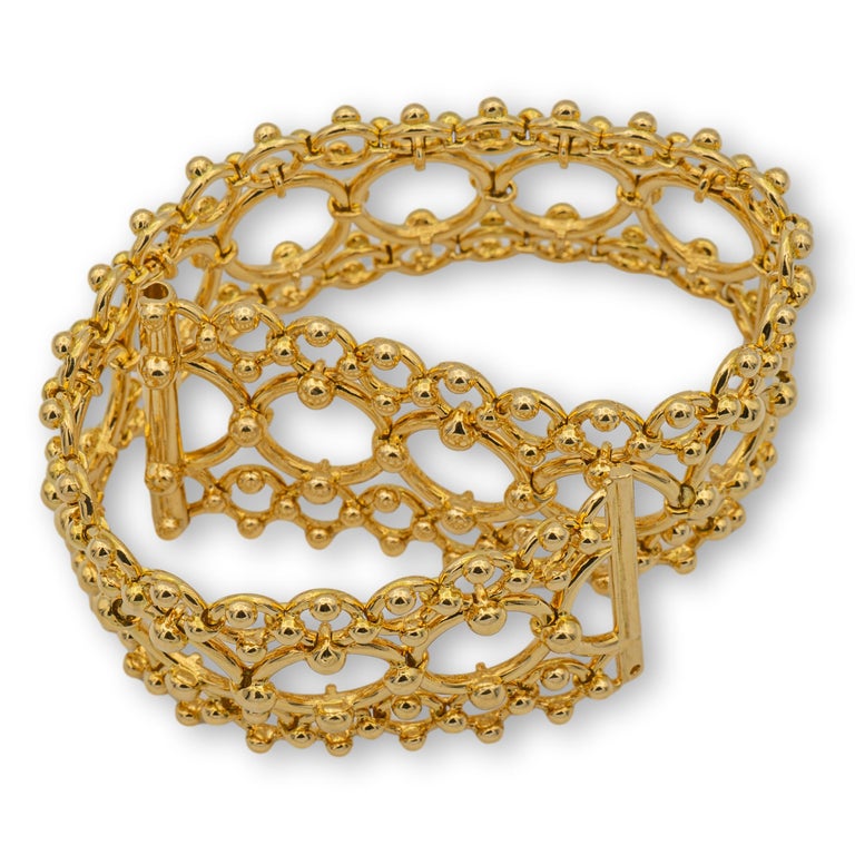 Vintage Tiffany and Co.18K Yellow Gold Open Scroll Cleopatra Link Wide ...