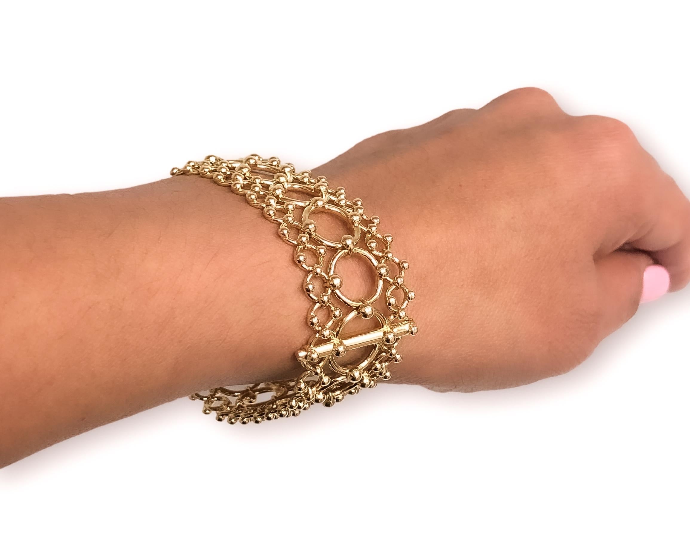 Vintage Tiffany and Co.18K Yellow Gold Open Scroll Cleopatra Link Wide ...