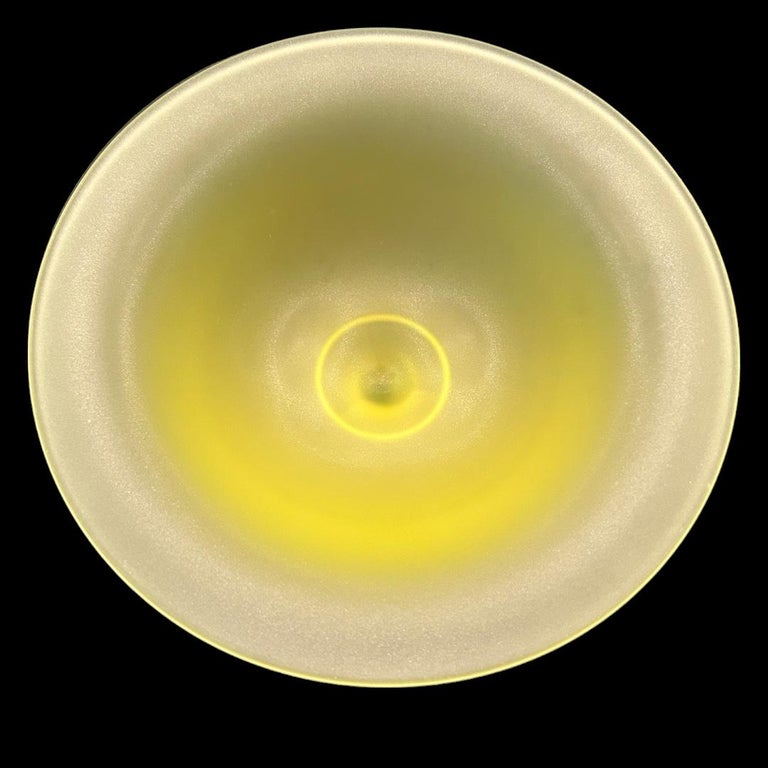 Vintage Tiffin Yellow Satin Vaseline Glass Compote With Spiral Stem For Sale At 1stdibs
