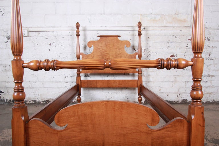 Vintage Tiger Maple Twin Pineapple Poster Beds, Pair at 1stDibs