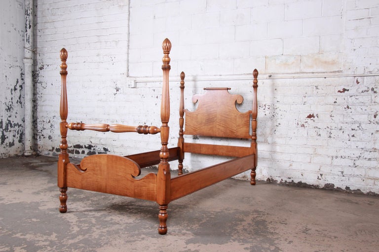 Vintage Tiger Maple Twin Pineapple Poster Beds, Pair at 1stDibs