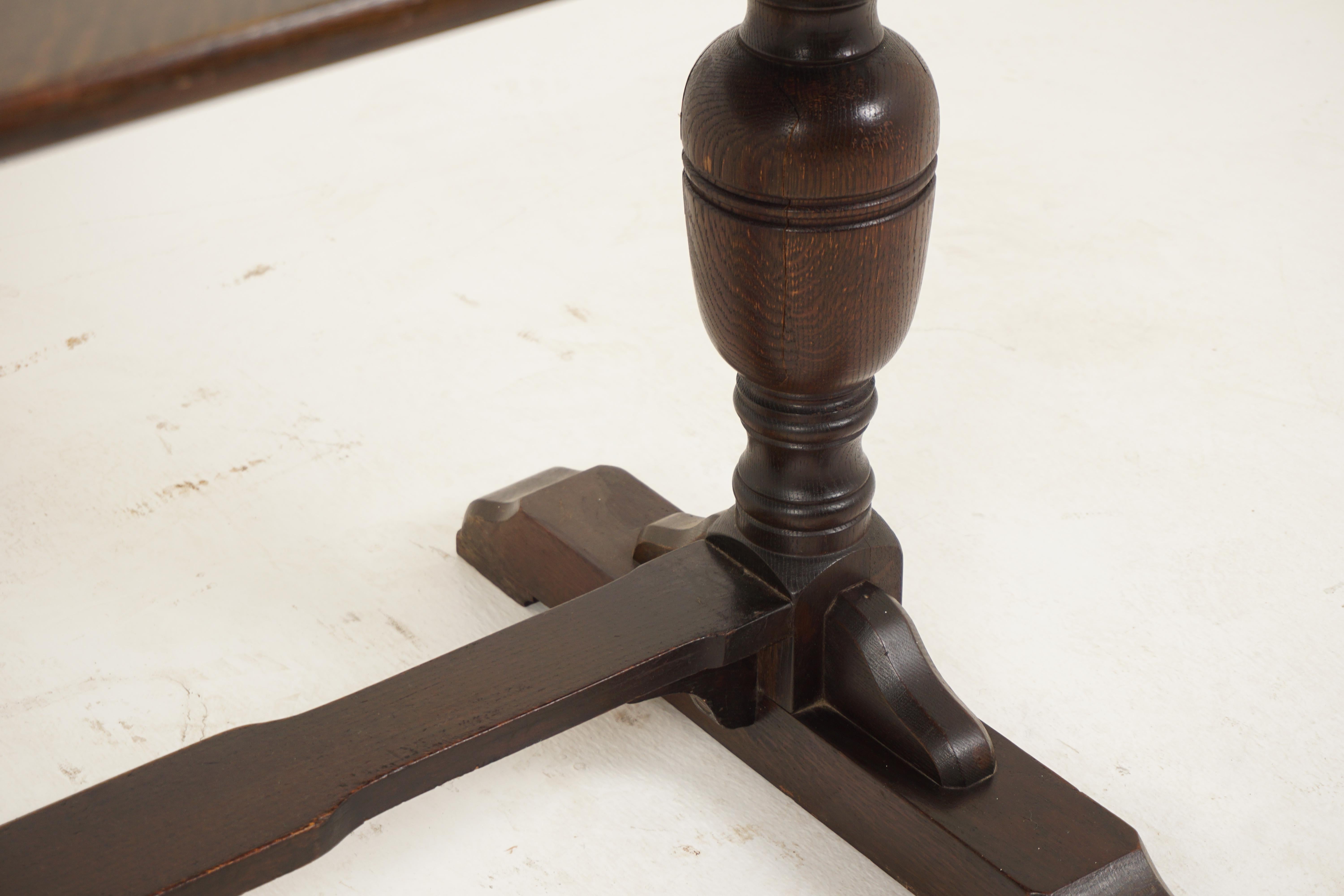 Vintage Tiger Oak Refectory Dining Table, Writing Table, Scotland 1920 ...
