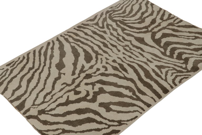 Vintage Tiger Skin Style Rug in Taupe with Brown Pattern, by Rug and ...