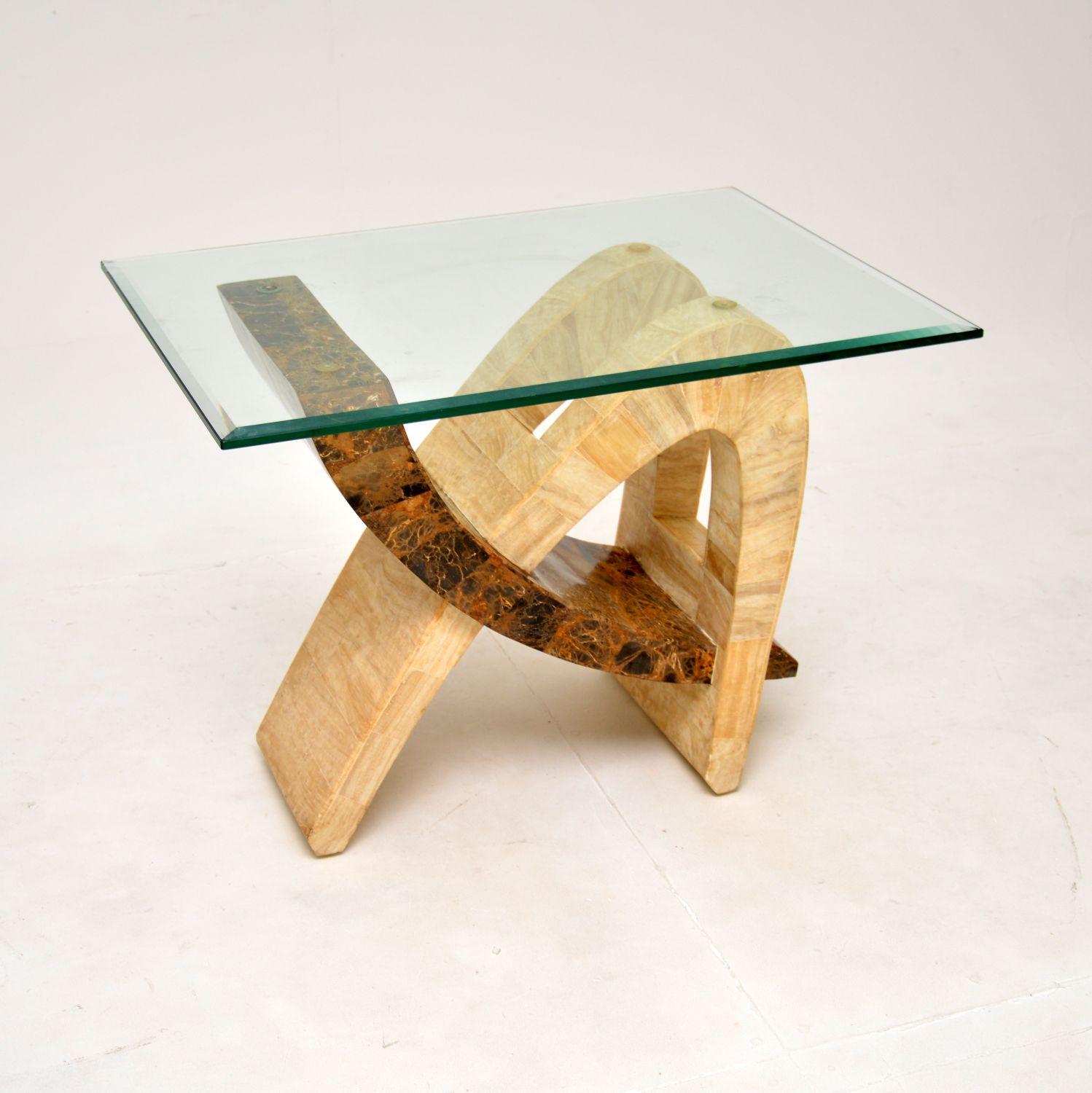 Vintage Tiled Marble Side Table For Sale at 1stDibs