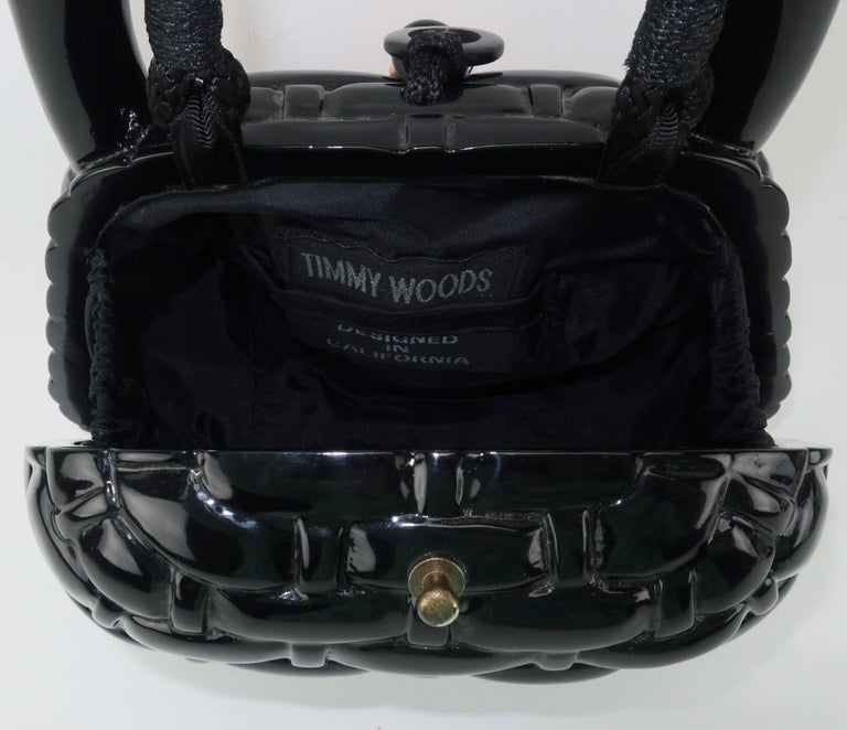 Vintage Timmy Woods Black Lacquer Wooden 'Basket' Handbag at 1stDibs ...