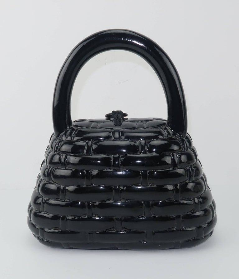 Vintage Timmy Woods Black Lacquer Wooden 'Basket' Handbag at 1stDibs ...